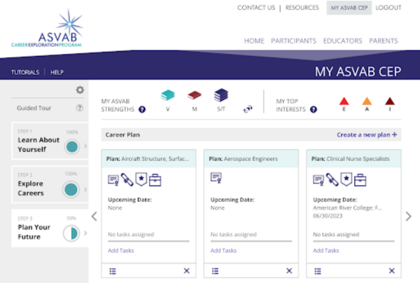 Plan Your Future Dashboard: Create A Career Plan | ASVAB CEP